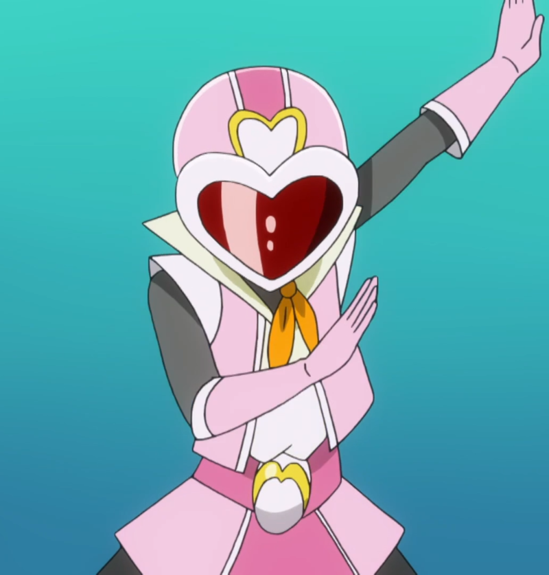Which character is this? Pink helmet with an eagle - white outfit ...